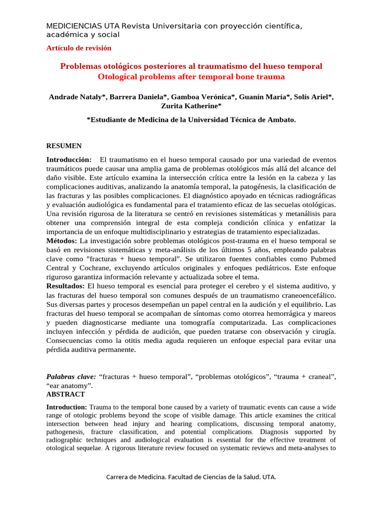 Artículo Fractura de Temporal | PDF | Oído | Anatomía humana