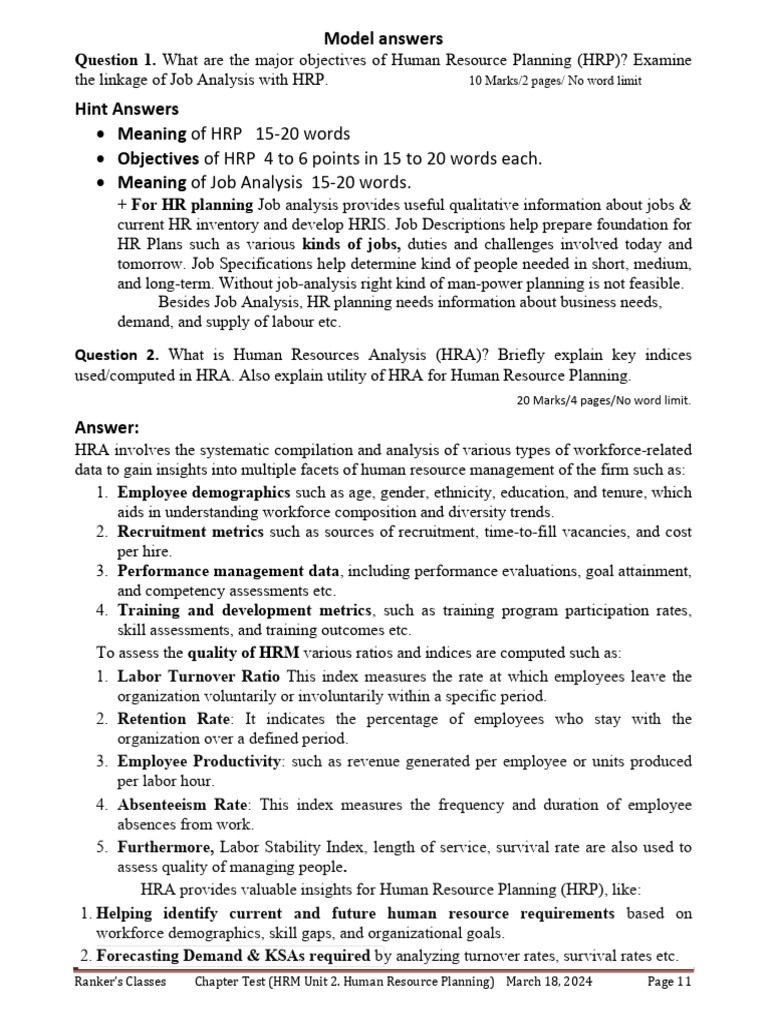 HRP and HRA: Key Insights for Success | PDF | Human Resource Management ...