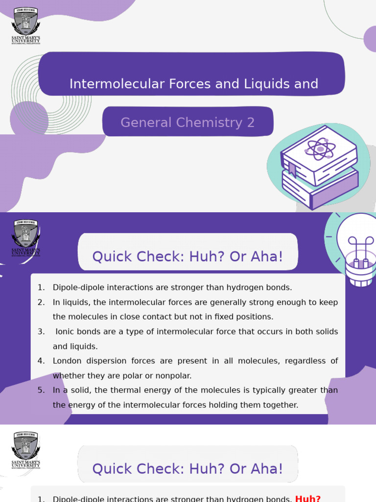 Intermolecular Forces in Liquids & Solids | PDF | Intermolecular Force ...