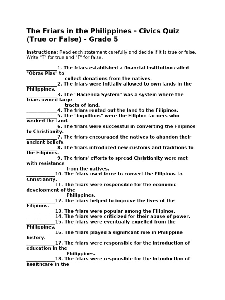 CIVICS - Quiz5 | PDF