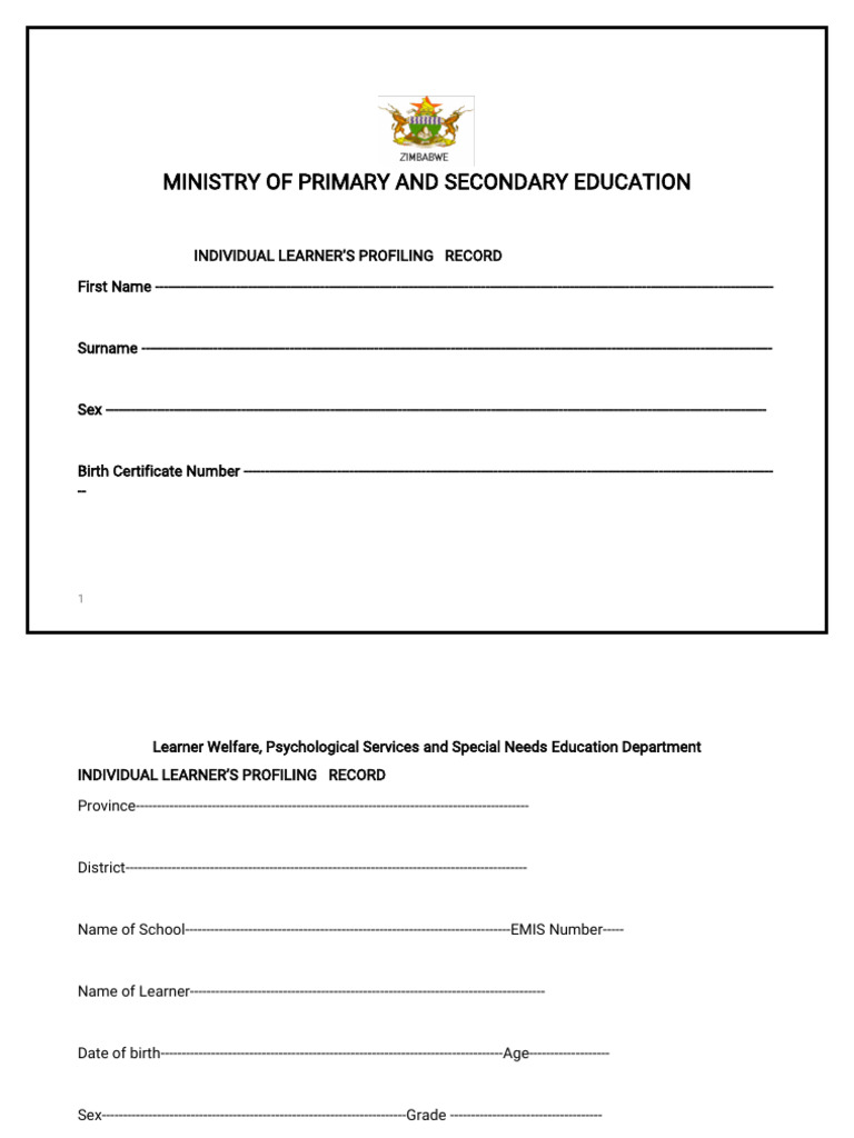 Individual Learner Profiling Record | PDF