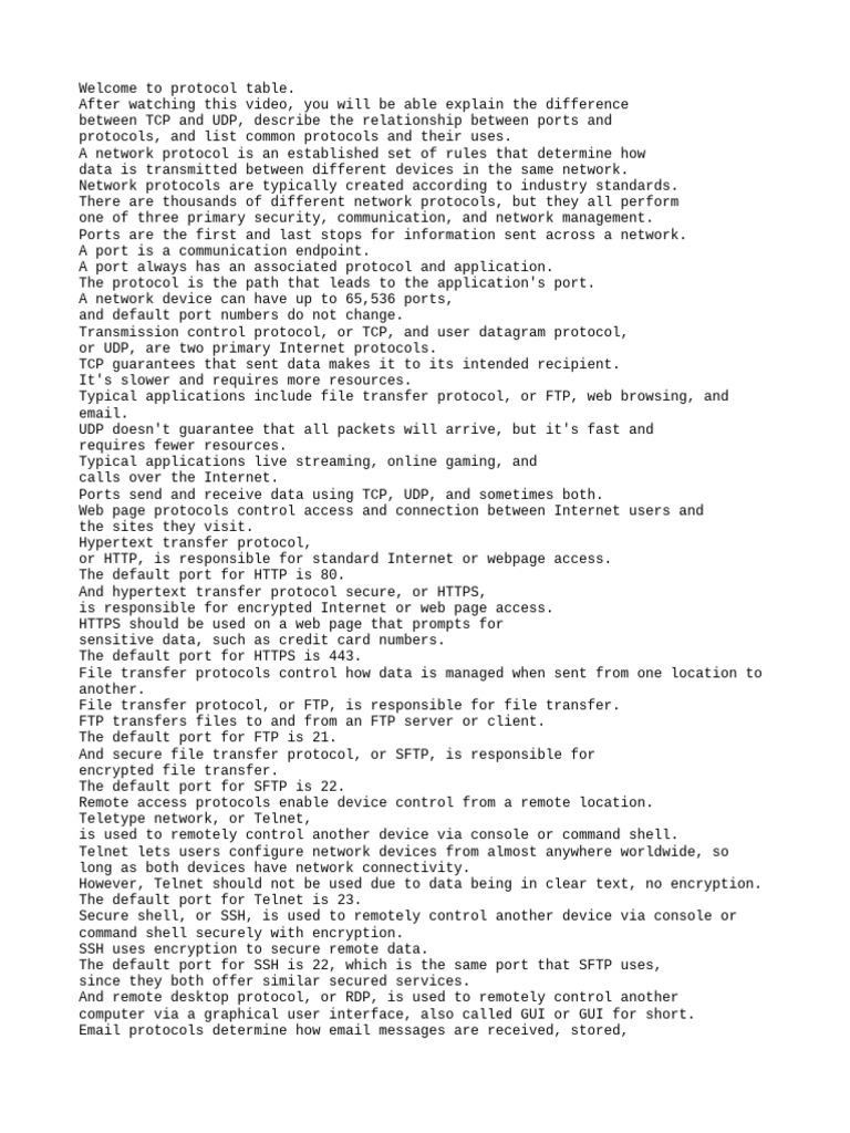 Protocol Table - 200561.014-V2-En | PDF | File Transfer Protocol | Port ...