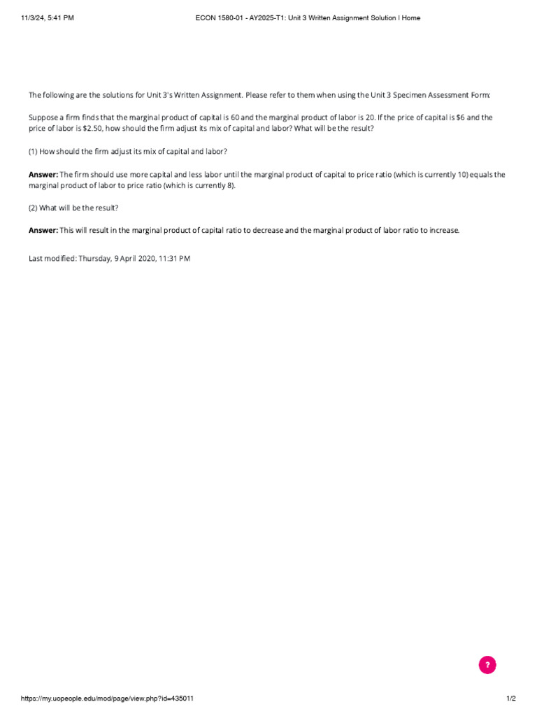 Adjusting Capital and Labor Mix | PDF