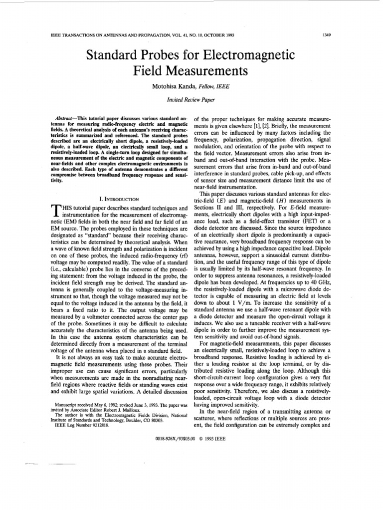 Standard Probes for EM Field Measurement | PDF | Antenna (Radio ...