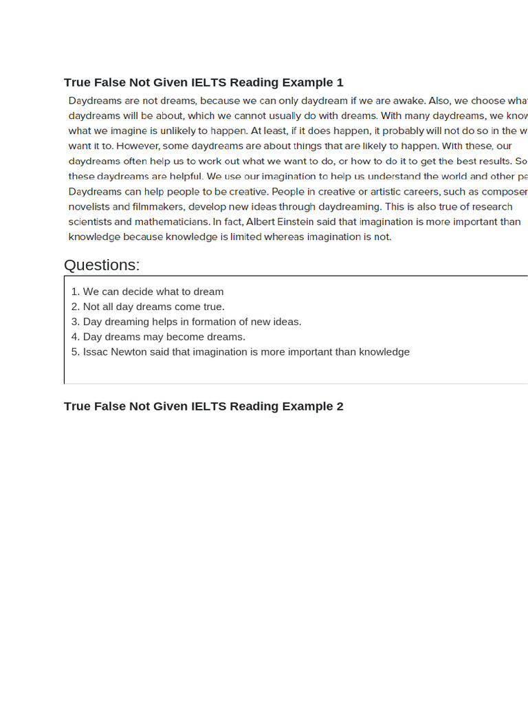IELTS Reading True/False Examples | PDF | Microscope | Optics