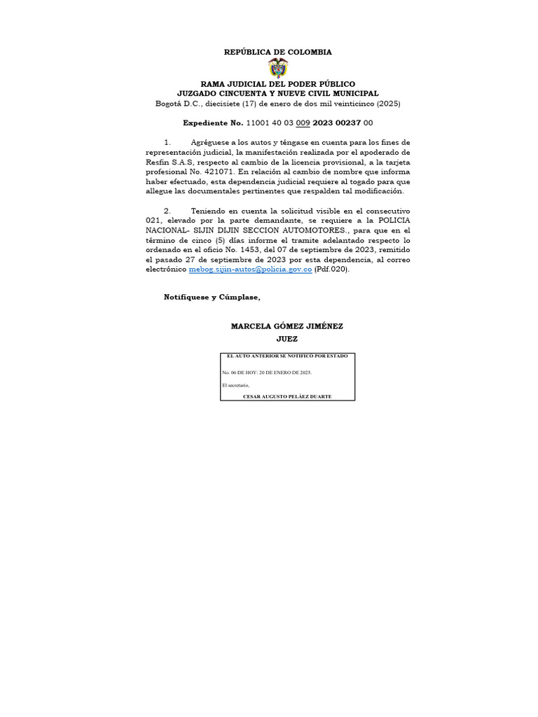 Autos 006 | PDF | Bogotá | Mandato