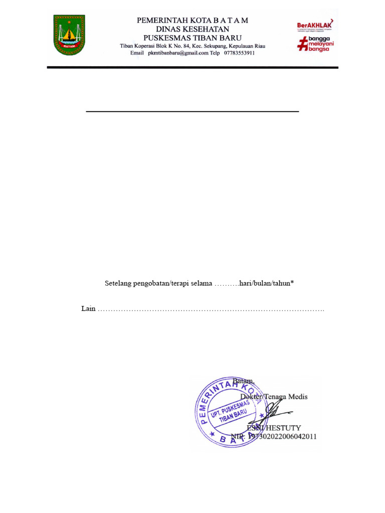 kenySURAT KETERANGAN SEHAT CATIN-1 | PDF