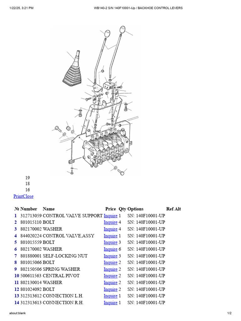 WB140-2 S_N 140F10001-Up _ BACKHOE CONTROL LEVERS | PDF