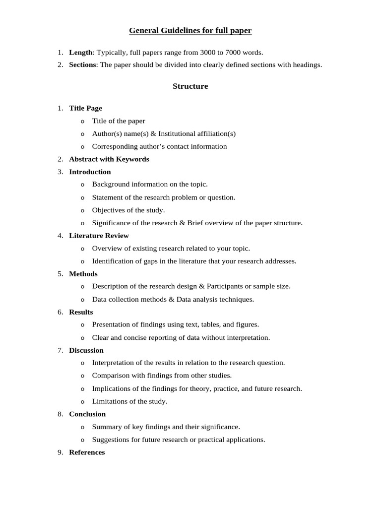 Full Paper Structure Guidelines | PDF
