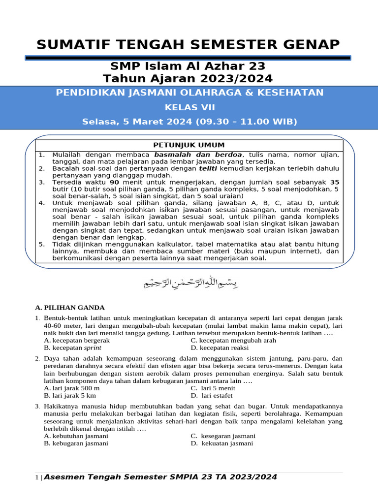 STS Genap Pjok 7 Fix | PDF