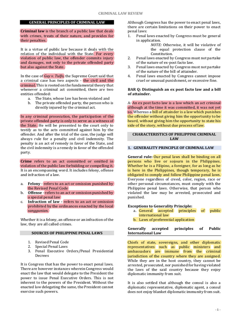 Prosec G Notes Rev | PDF | Ex Post Facto Law | Mens Rea