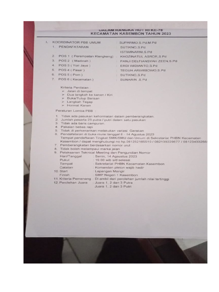 Aturan Lomba Baris PBB Tingkat Umum | PDF