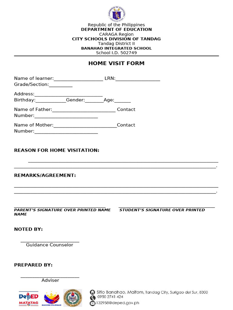 Home Visit Form | PDF