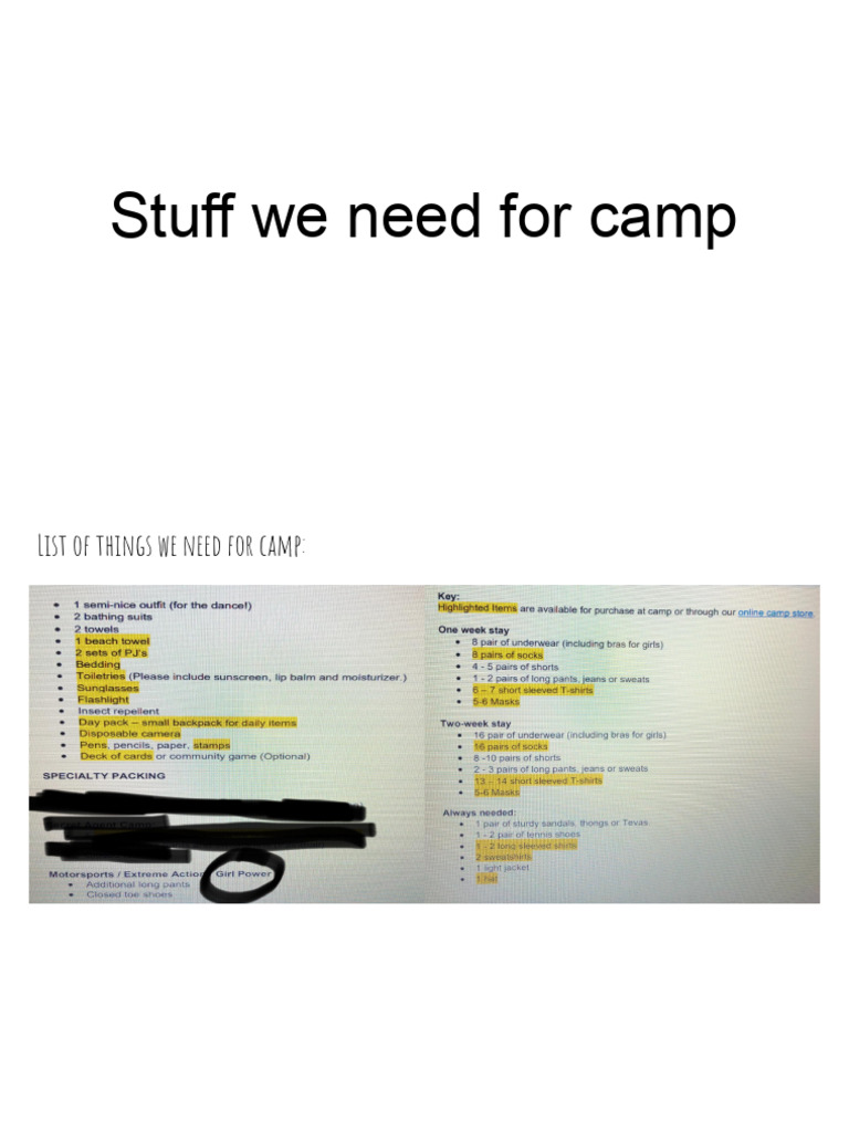 random camp stuff | PDF