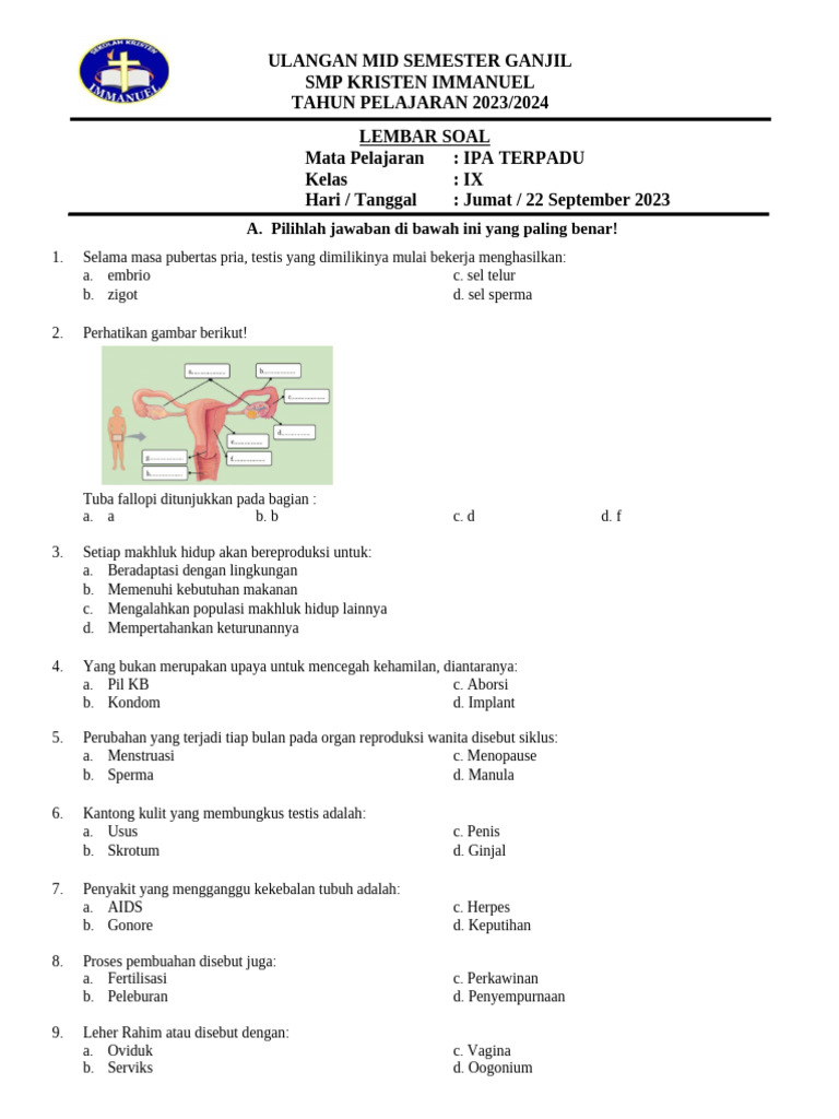 MID Semester Ganjil Mapel IPA Terpadu | PDF