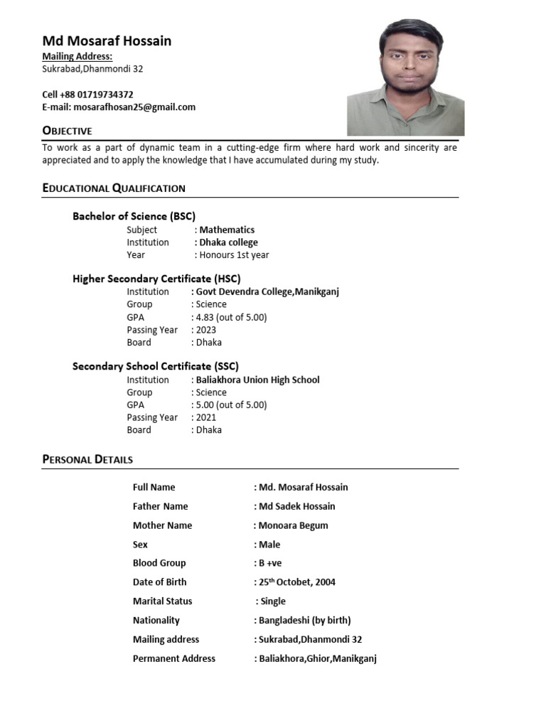 Official CV Format 01 - KVWropMDMX9QzY8 | PDF