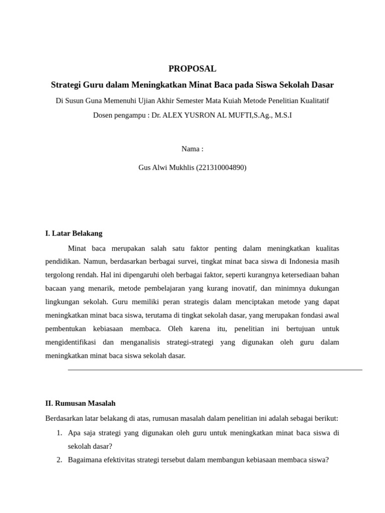 Proposal Gus Alwi Mukhlis | PDF