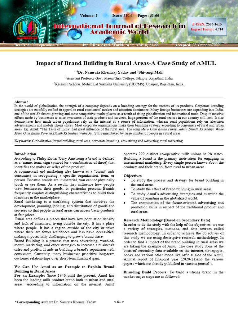 Amul Rural Case Study Paper | PDF | Brand | Marketing