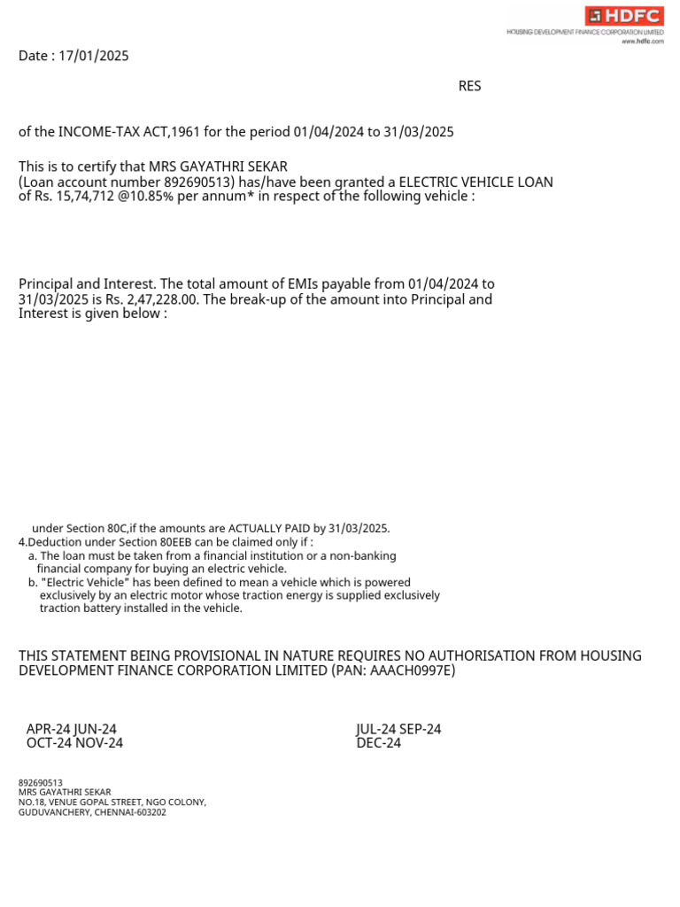 Electric Vehicle Loan Certificate 1 1 - Edited | PDF | Interest | Government Finances