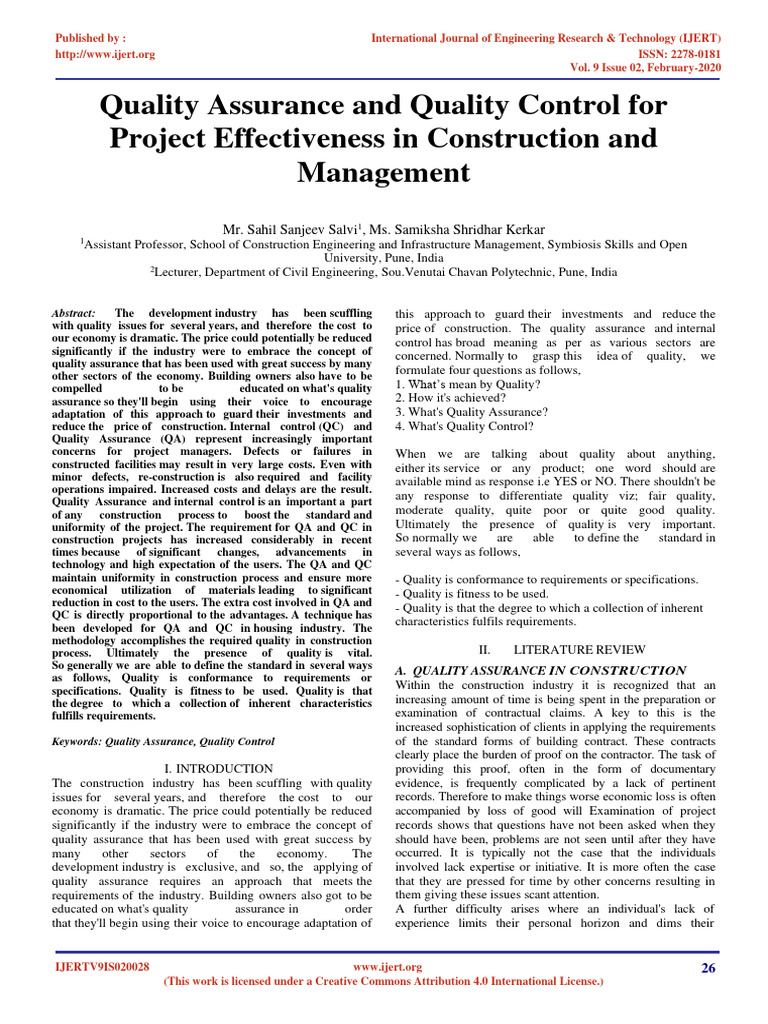 Quality Assurance and Quality Control Fo | PDF | Iso 9000 | Quality Assurance