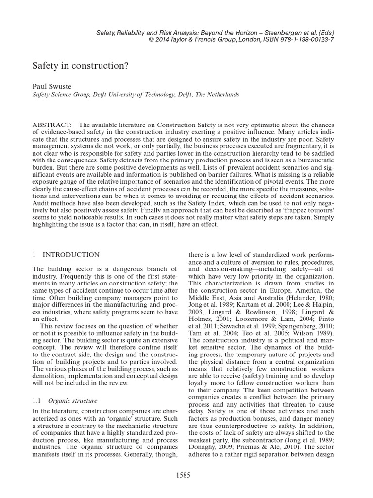 Safety in Construction | PDF | Occupational Safety And Health | Safety