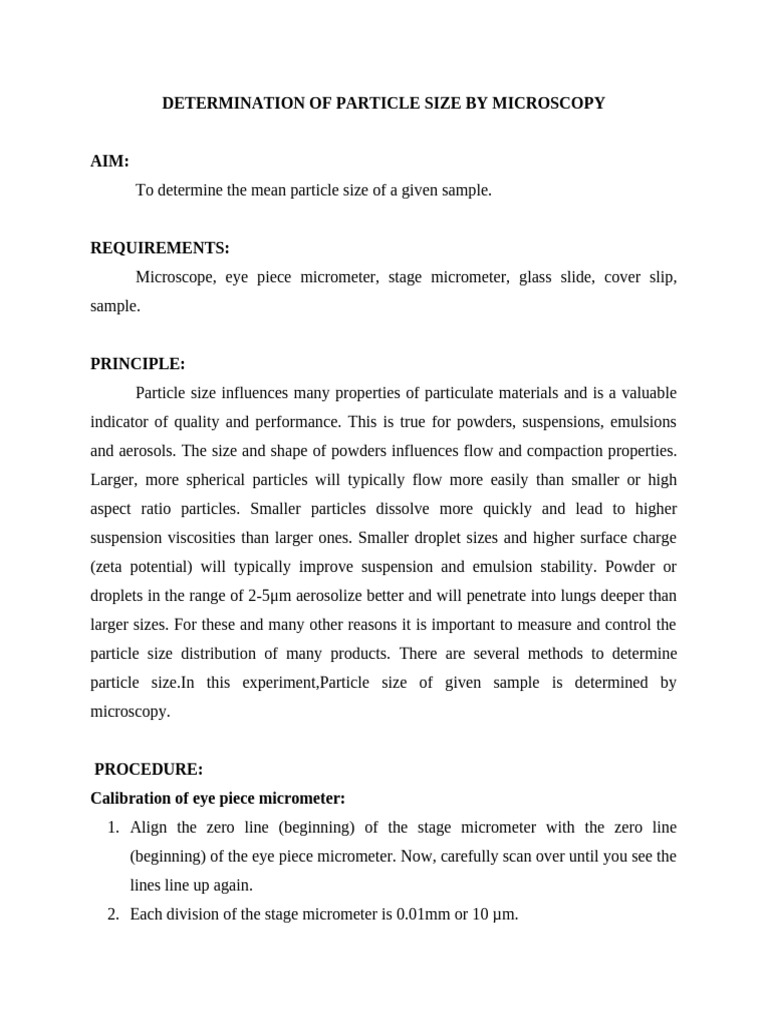 Particle Size - Optical Micros | PDF | Suspension (Chemistry ...