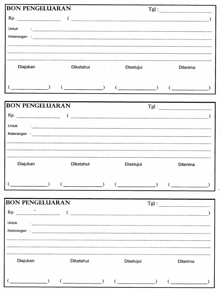 Form Bon Pengeluaran | PDF