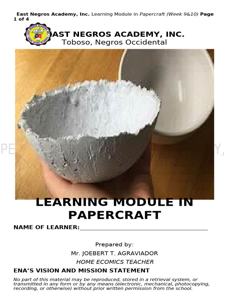 Papercraft Learning Module Week 9-10 | PDF | Paper | Industrial Processes