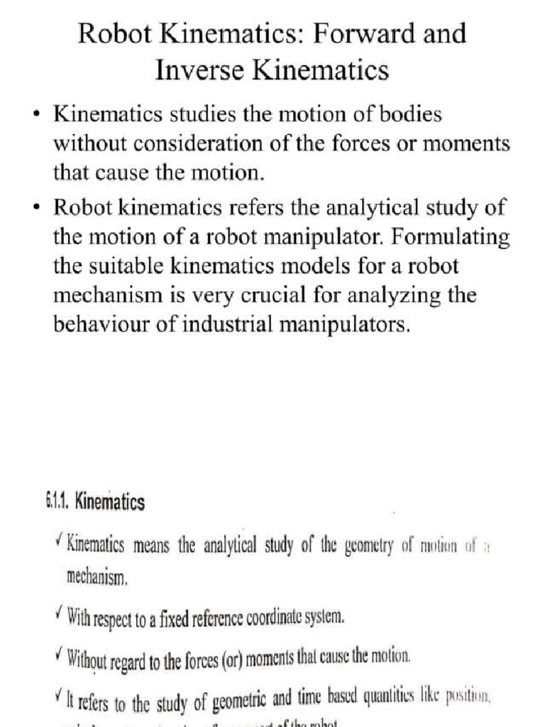 Ir Kinematics Of Robotics Arm Unit 2 1 Pdf