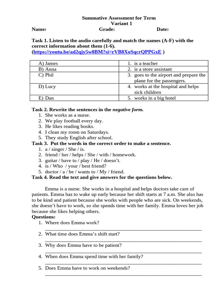 Summative Assessment Tasks | PDF | Patient