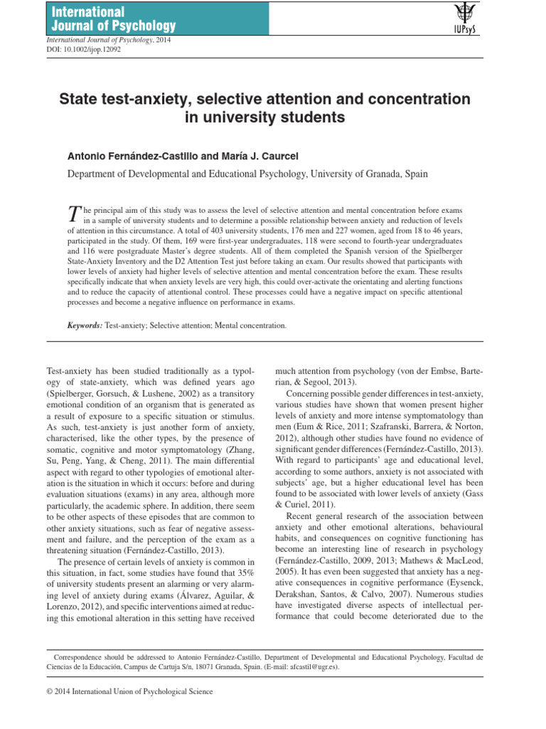 State_test_anxiety_selective_attention_a | PDF | Psychology ...
