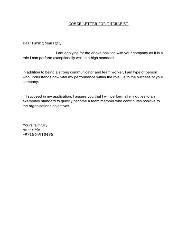 Therapist Cover Letter | PDF