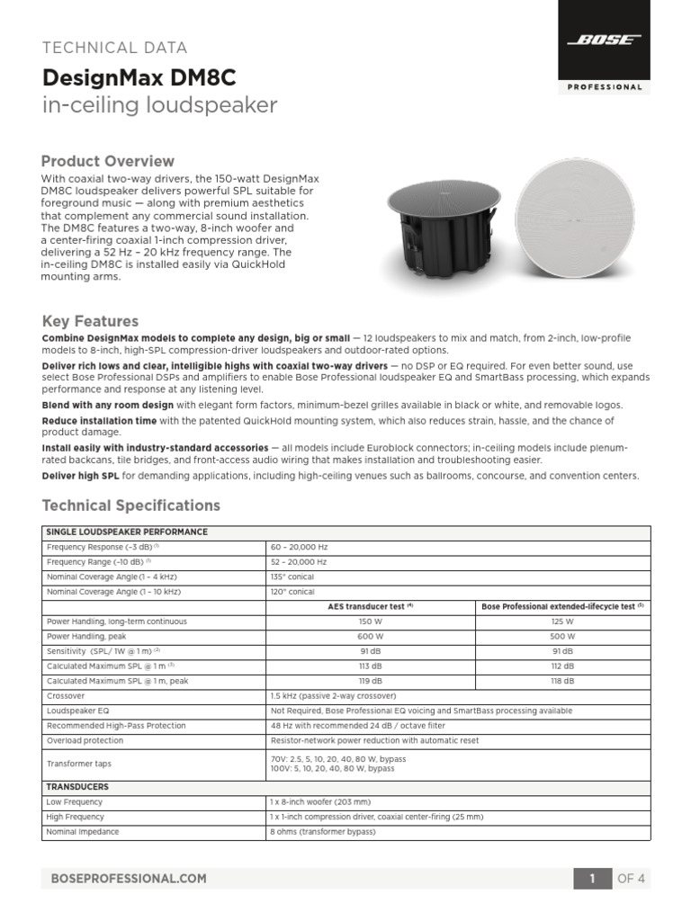 Tds DesignMax DM8C LTR EnUS | PDF | Loudspeaker | Equalization (Audio)