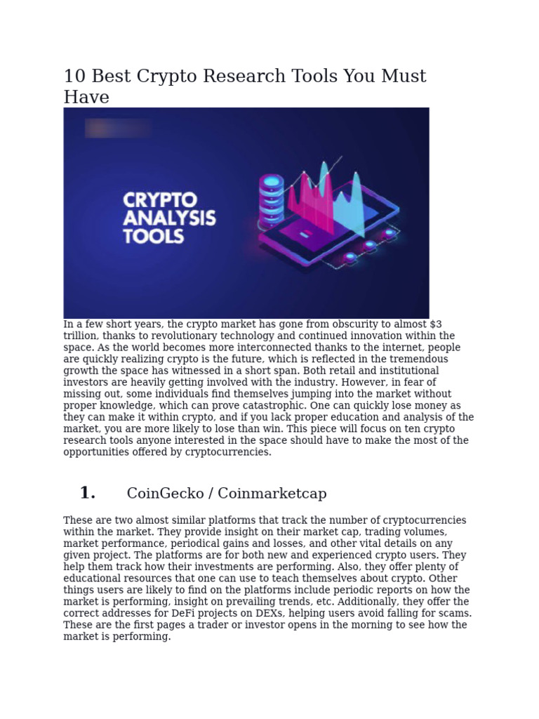 10 Best Crypto Research Tools You Must Have | PDF | Cryptocurrency