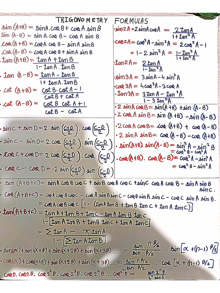 Trigonometry Formulas | PDF