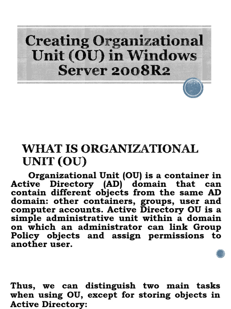 L6 - Creating Organizational Unit OU in Windows - Q3 | PDF