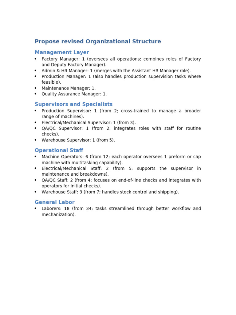 Revised Organizational Structure Proposal | PDF