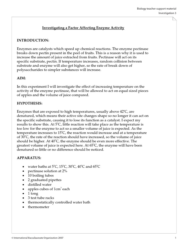 Factors Affecting Enzyme Activity | PDF | Enzyme | Enzyme Assay