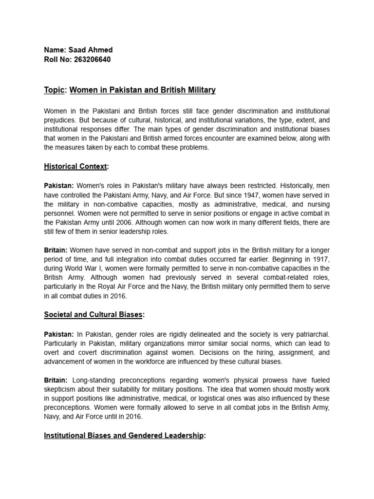 Women in Pakistan and British Military | PDF | Woman | Leadership
