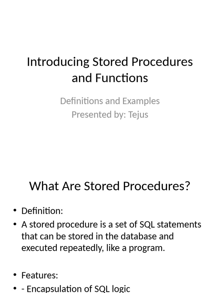 Introducing Stored Procedures and Functions | PDF