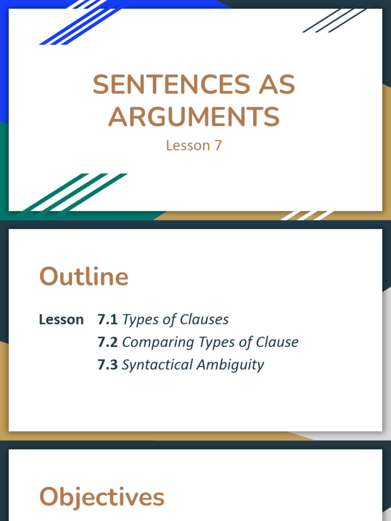 Sentences As Arguments 1 | PDF | Clause | Verb