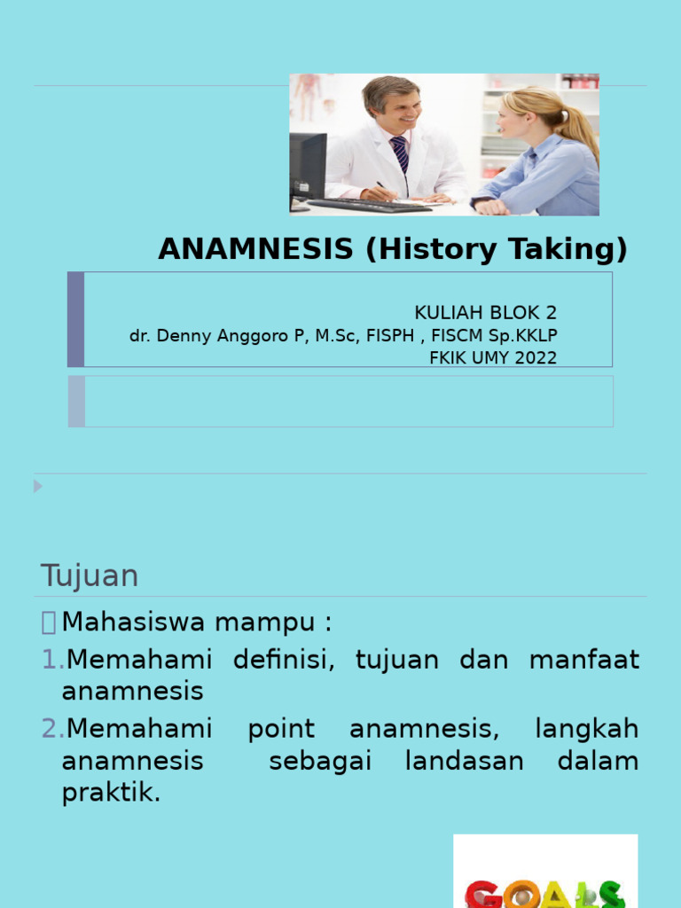 A Anamnesis DR Denny FKIK UMY 2022 | PDF