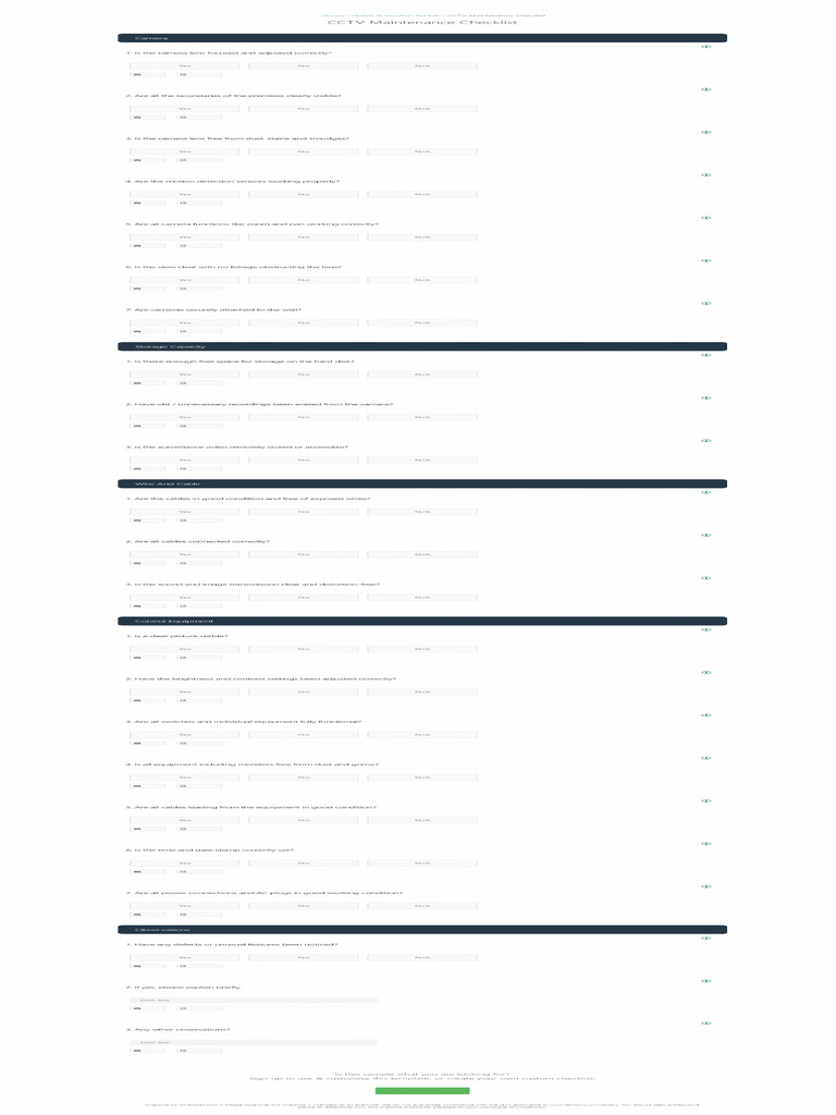 GoAudits - CCTV Maintenance Checklist (Sample) | PDF