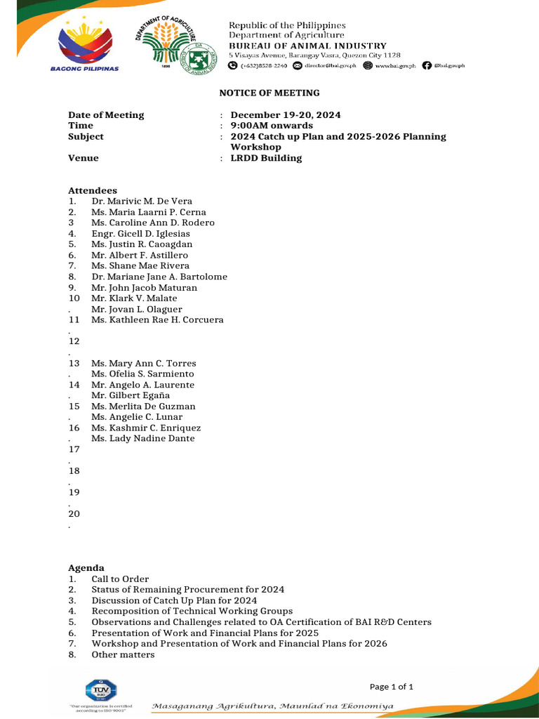 Notice of Meeting - Meeting 2024 Catch Up Plan | PDF