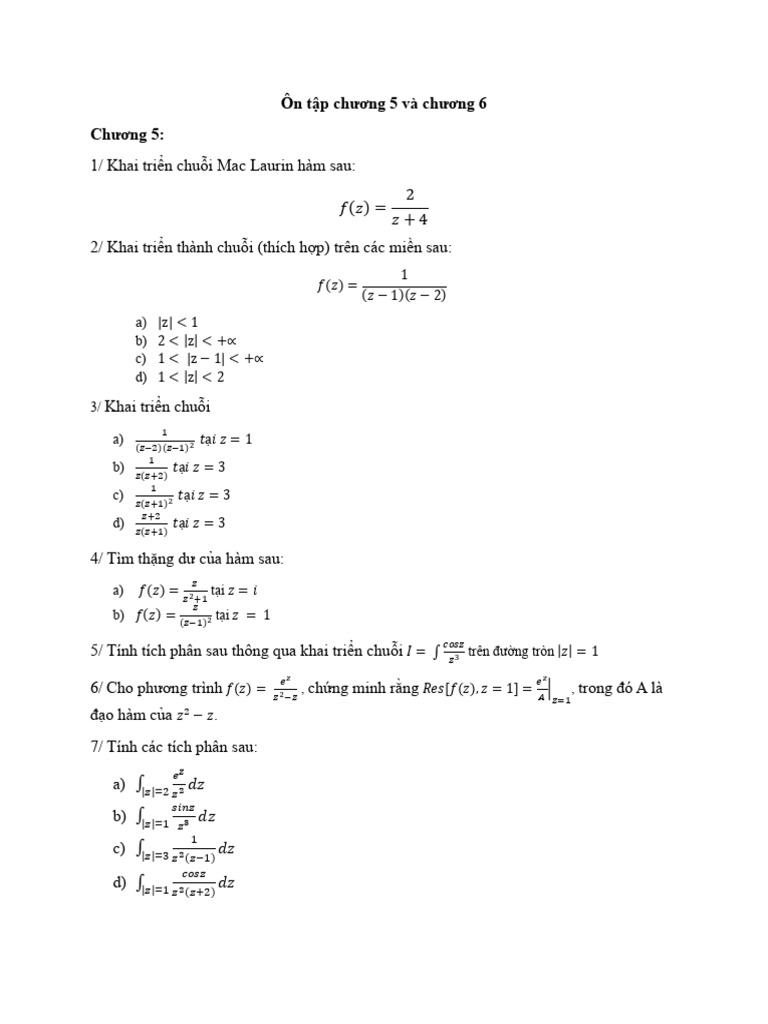 Ôn Tập Cuối Kỳ Chương 5 Và 6 | PDF