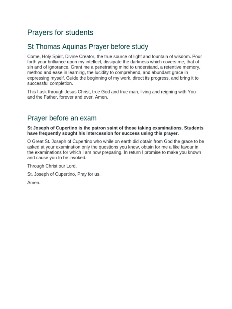 Prayers for Students' Success | PDF