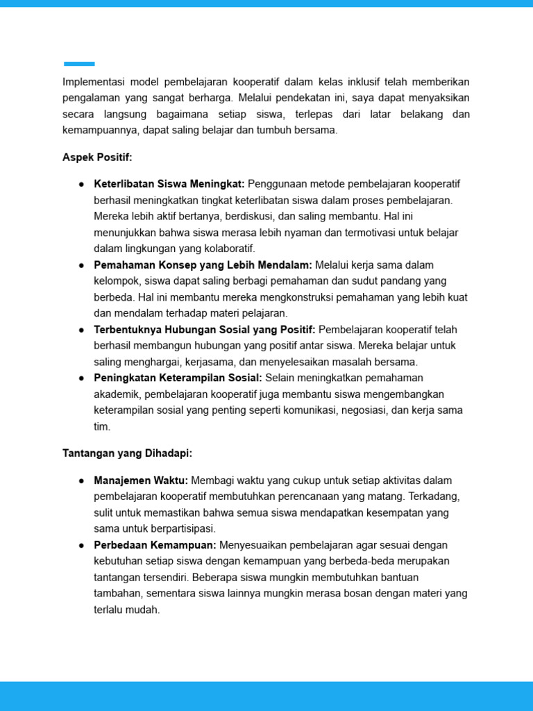 Refleksi Model Integrasi Kharisma Inklusi | PDF