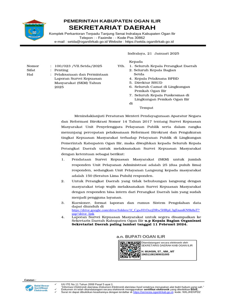 Laporan SKM 2025 Pemkab Ogan Ilir | PDF