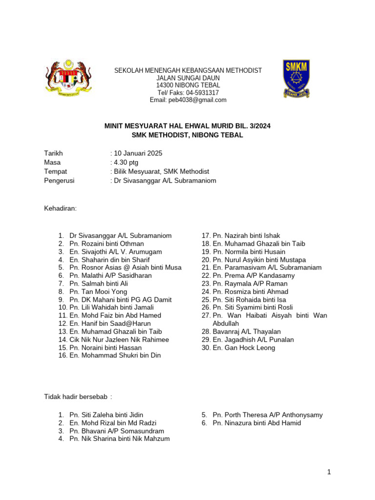 Minit Mesyuarat HEM Bil 4 - 2024 | PDF