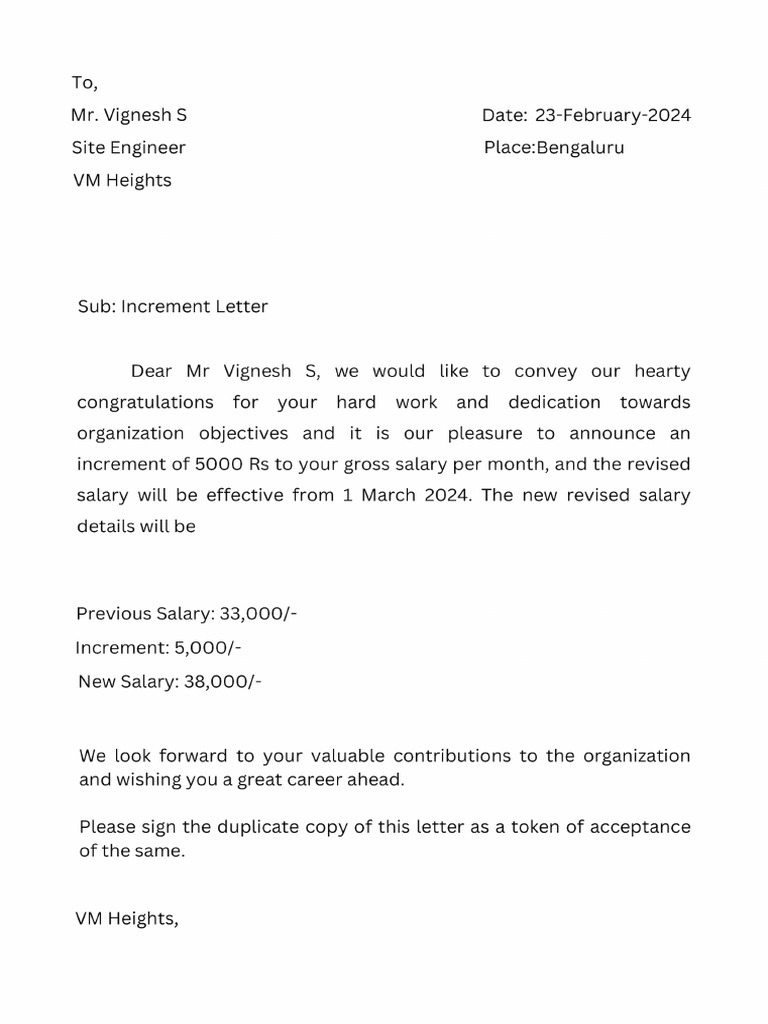 Increment Letter | PDF